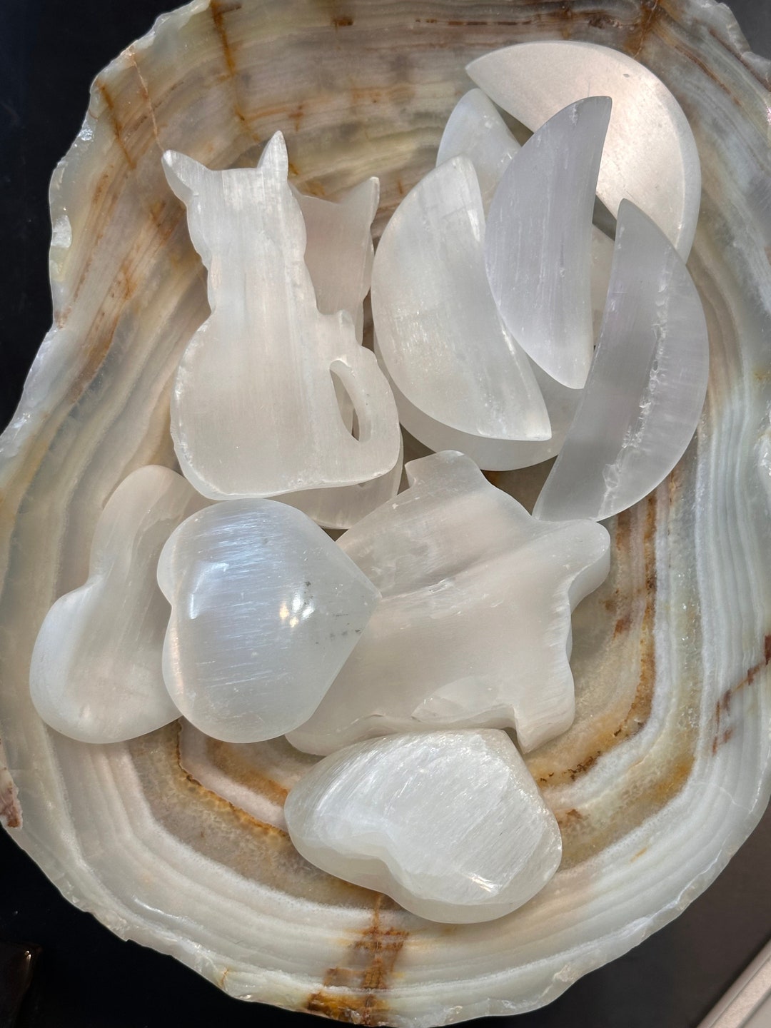 Selenite Carvings Turtle, Moon, Cat, Heart Metaphysical Treasures - Etsy