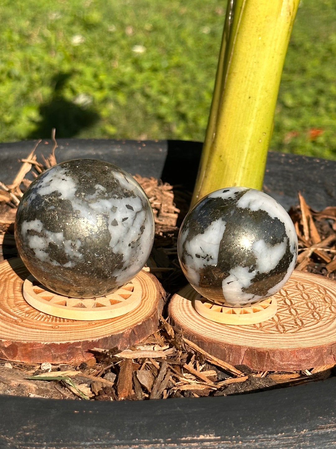 Pyrite & White Agate Sphere - Balance and Abundance - Etsy