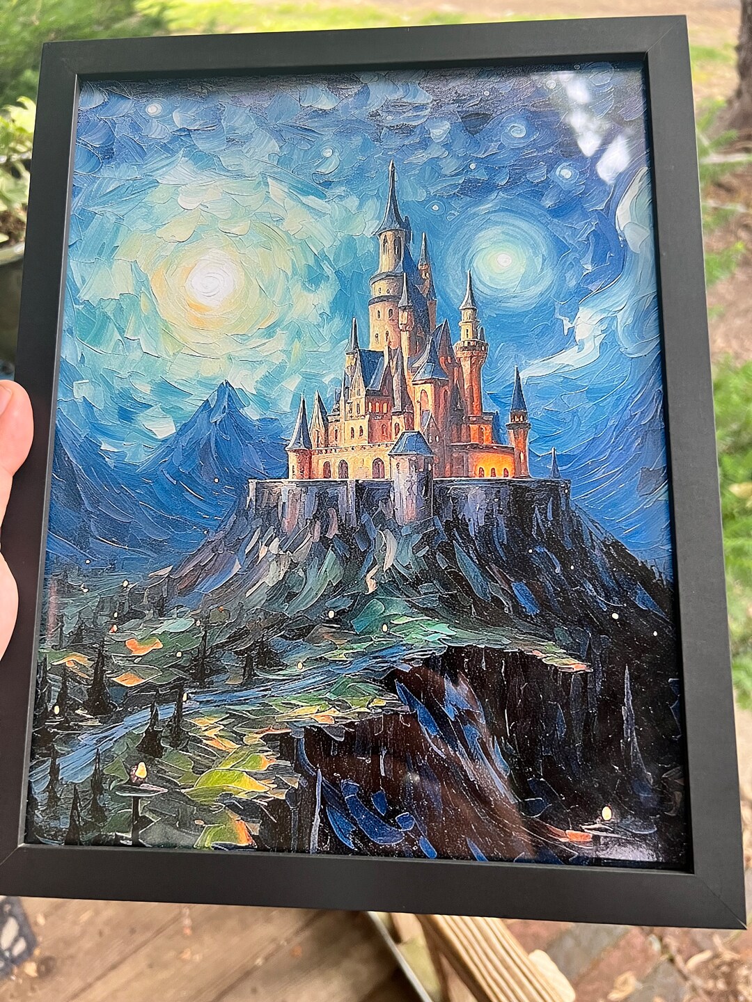 Starry Night Hyrule Castle Framed Print: Zelda Van Gogh Fan Art - Etsy