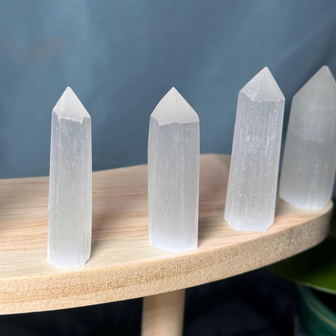 Mini Satin Spar Selenite Tower – Small Cleansing Crystal Point ...