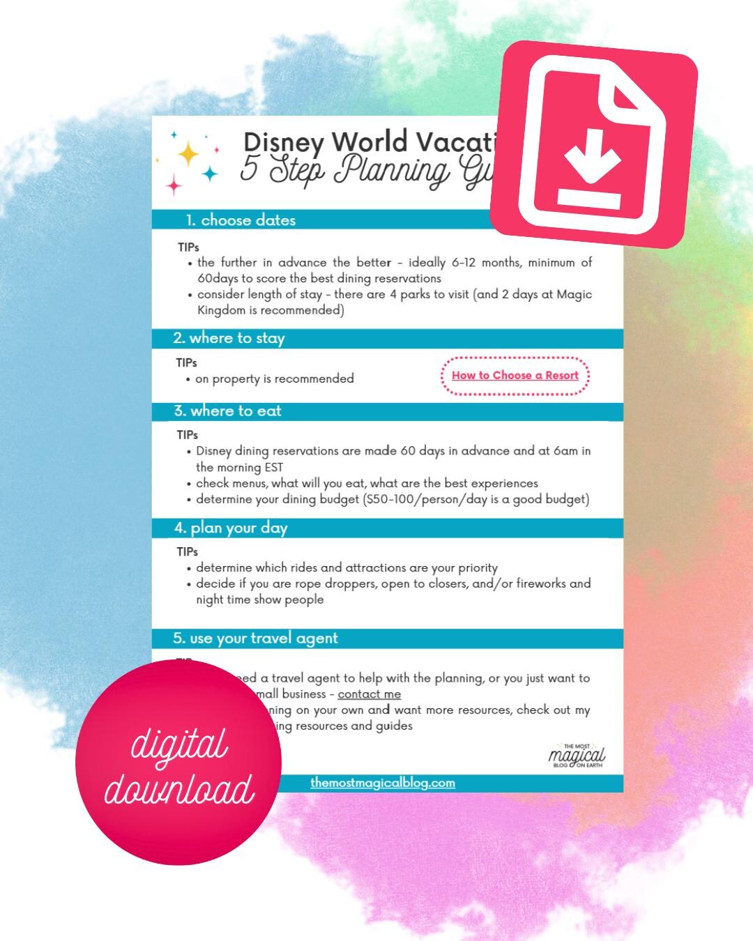 Disney World Planning Guide Printable | 5 Step Disney Trip Planner PDF ...