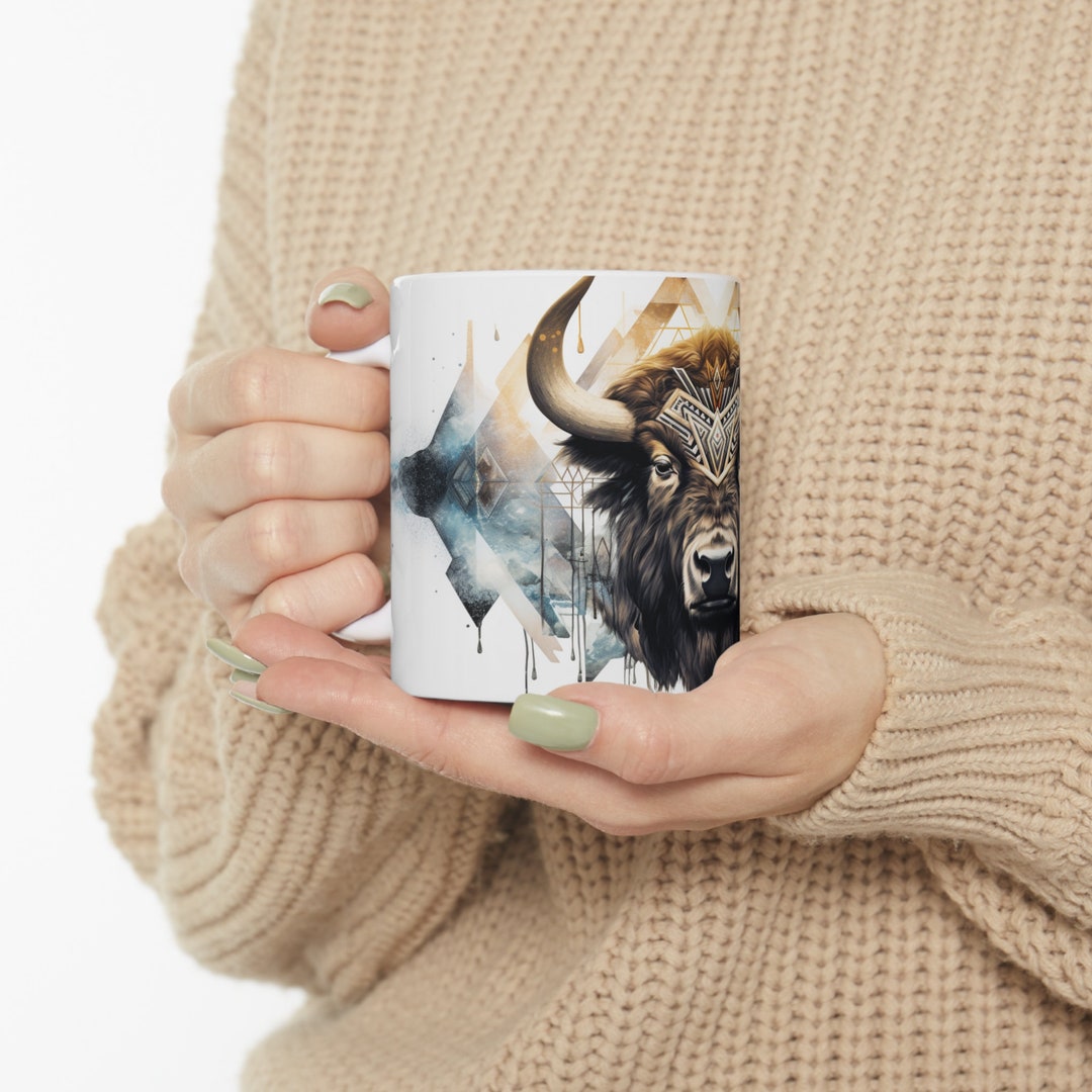 Buffalo Mug Power Animal Spirit Animal Bison Buffalo Ceramic Mug Bison ...