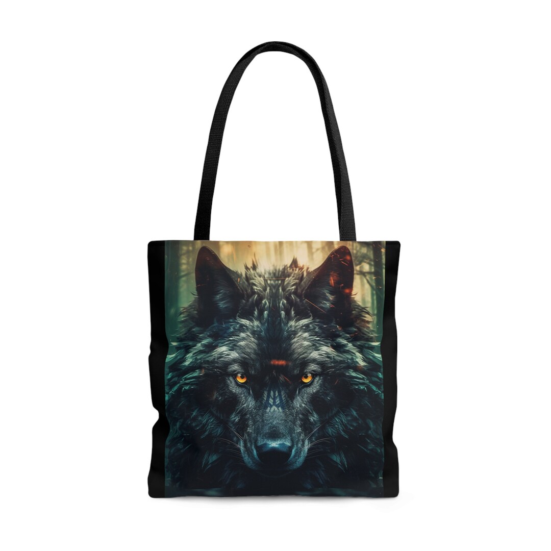 Wolf Bag, Wolf Tote Bag, Spirit Animal Power Animal Black Wolf Bag - Etsy