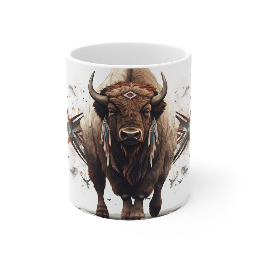 Buffalo Mug, Power Animal Spirit Animal Bison Buffalo Ceramic Mug Bison ...