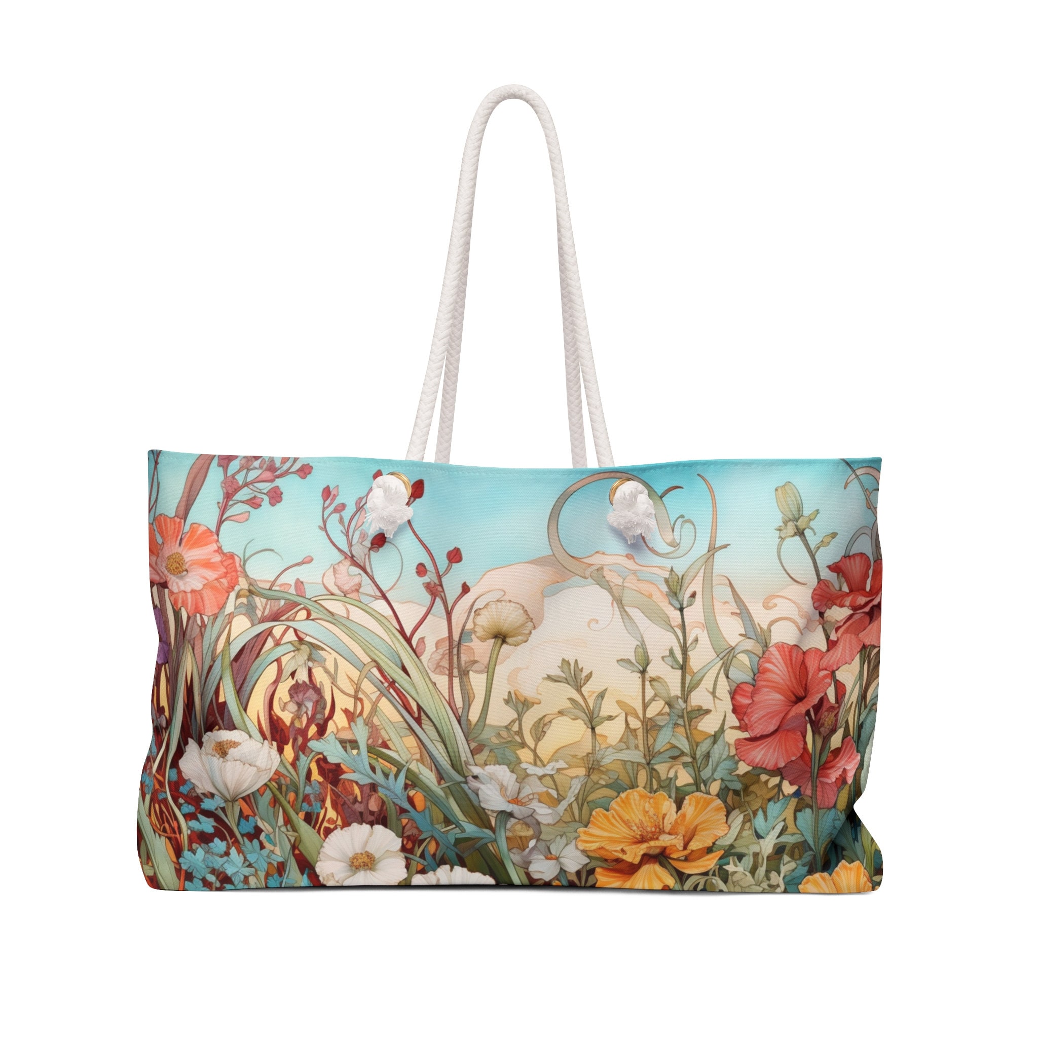 Floral Weekender Bag, Flowers Tote Bag, Vintage Wildflowers, Botanical ...