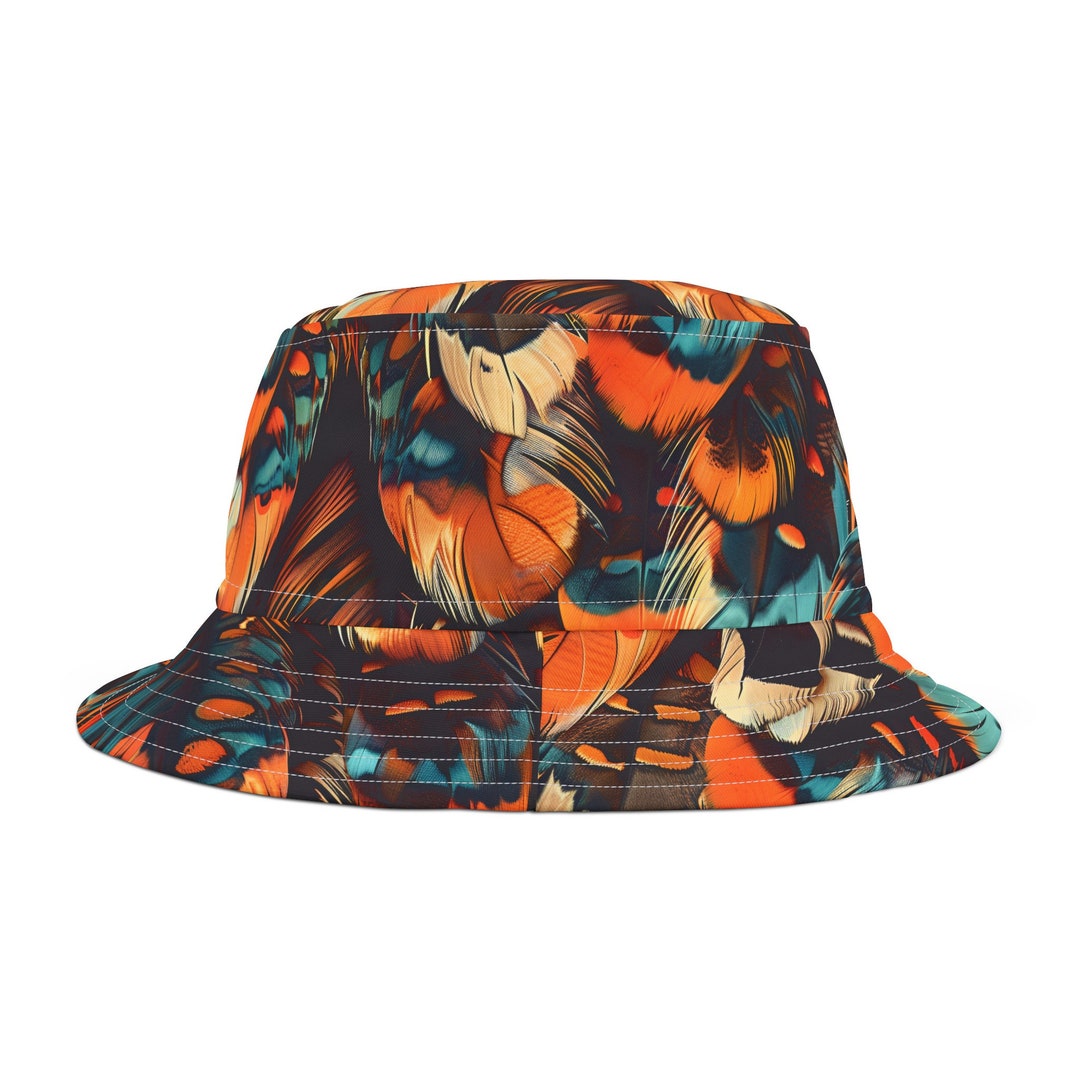 Pheasant Feather Bucket Hat,animal Pattern, Feathers Pattern,bird Lover ...