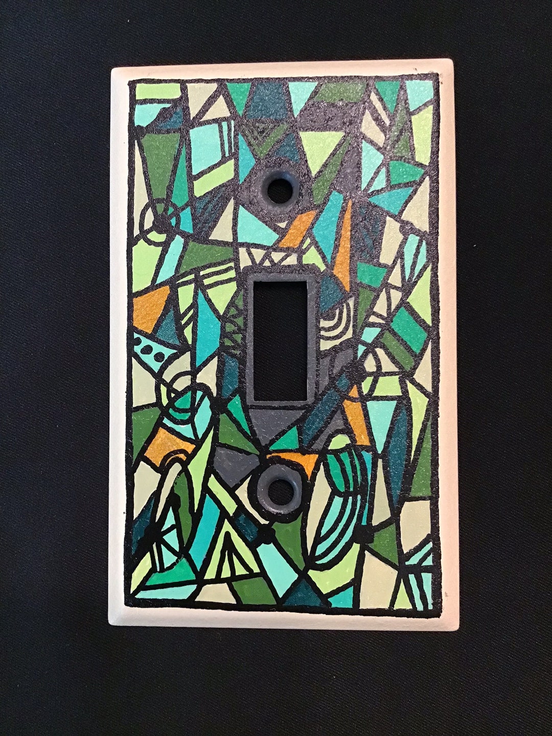 Vintage Hand Painted Light Switch Cover: Abstract Word Art - Etsy