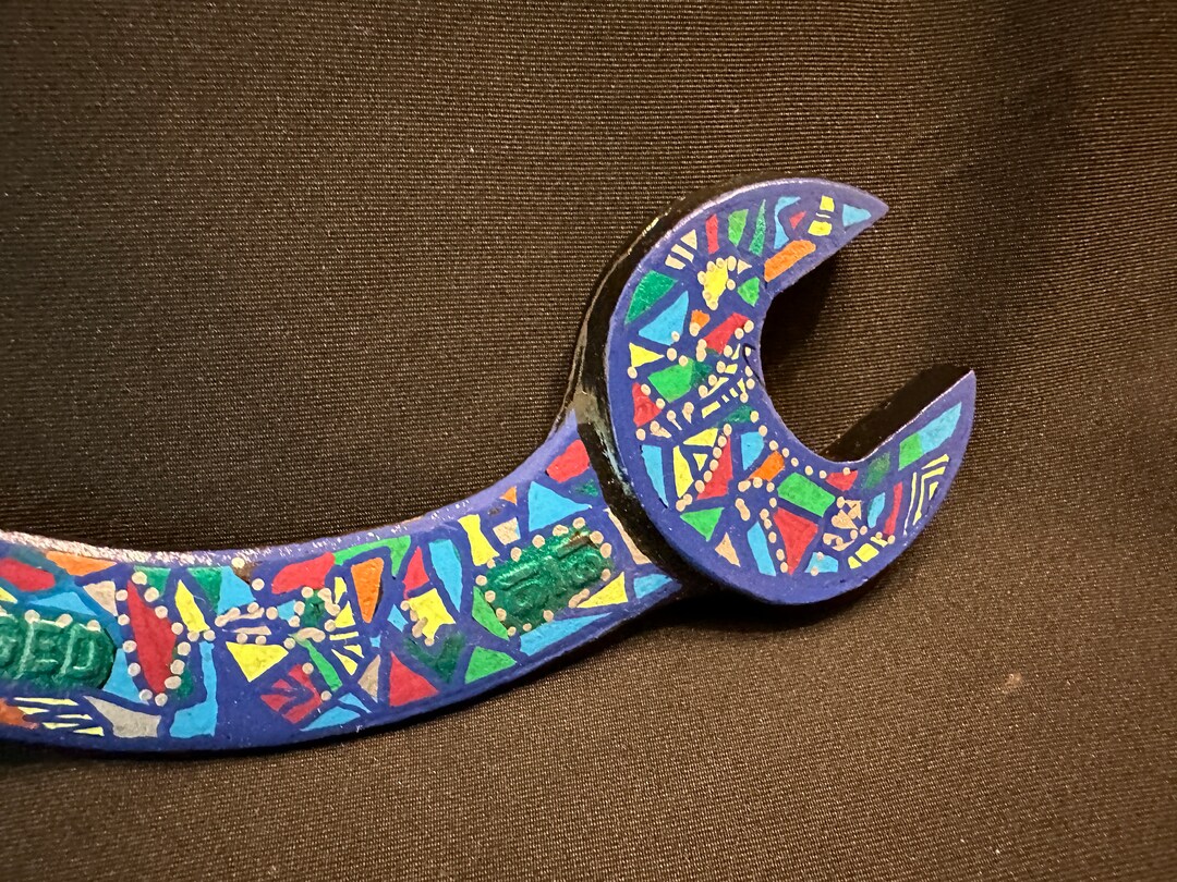 Vintage S Wrench Double Open End Hand Painted DROP FORGE Metal Mechanic ...