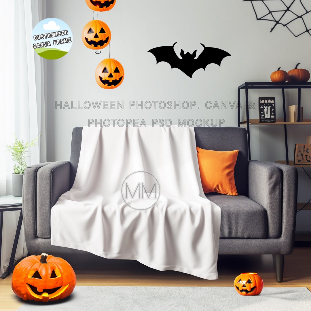 PSD Halloween Blanket Mockup Blanket Halloween Mockup Halloween ...