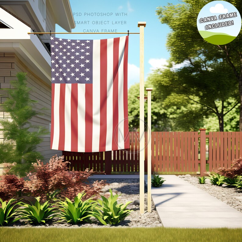 House Flag PSD Mockup Garden Flag Mockup Canva Flag Mockup Smart Object ...