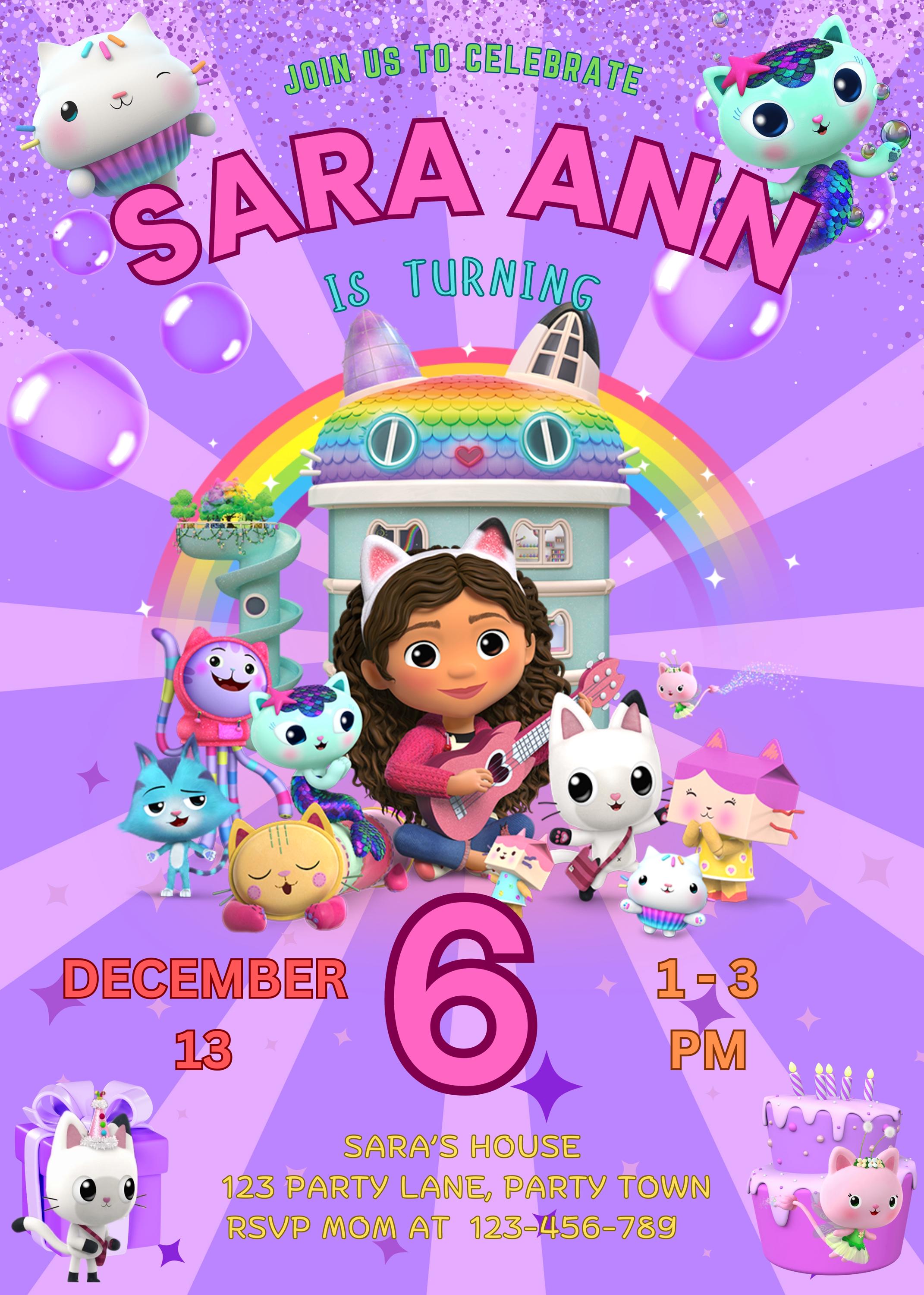 Gabbys Dollhouse Birthday Invitation | Editable Gabby's Kids Birthday ...
