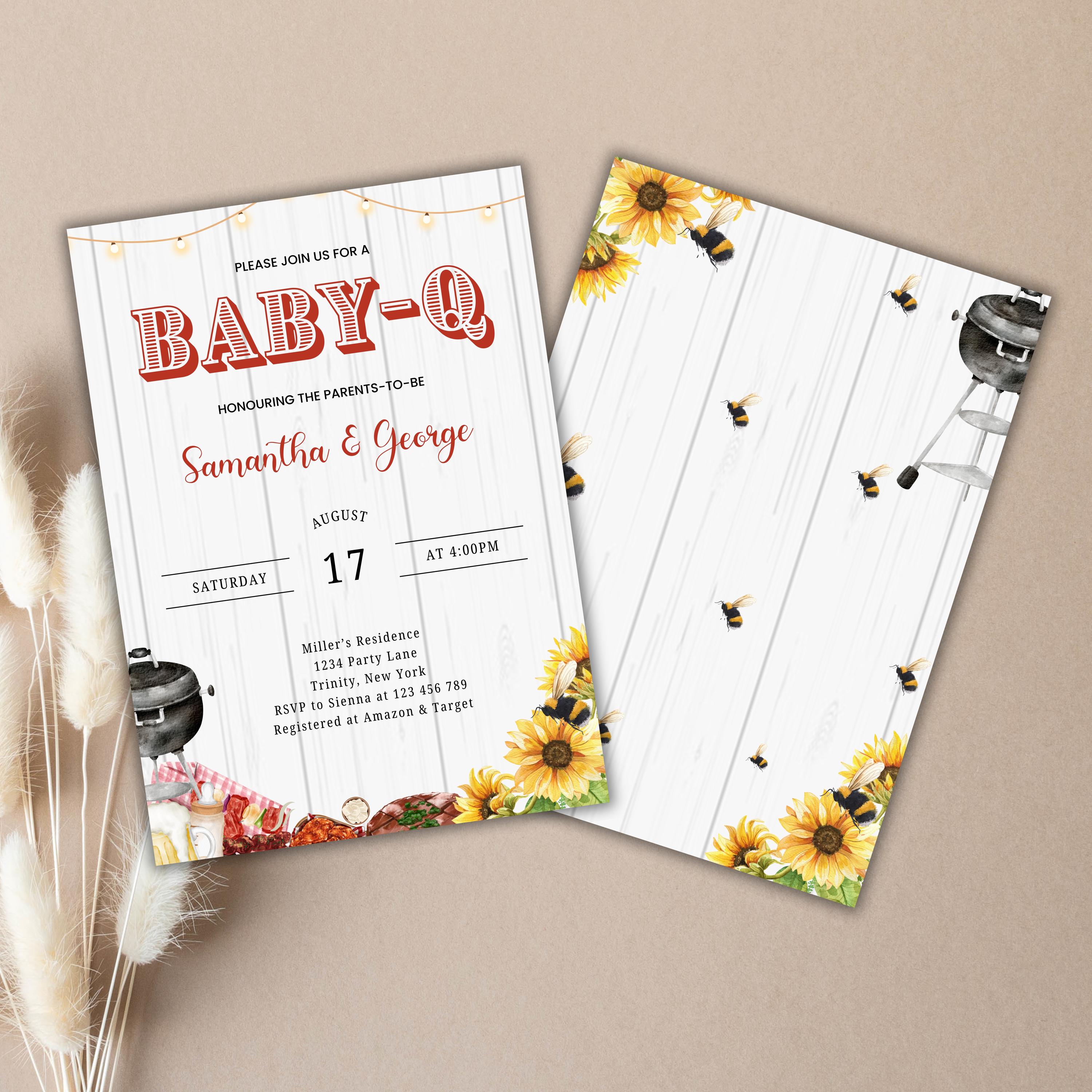Editable BBQ Baby Shower Invitation Bundle | Backyard Baby-q Invite ...