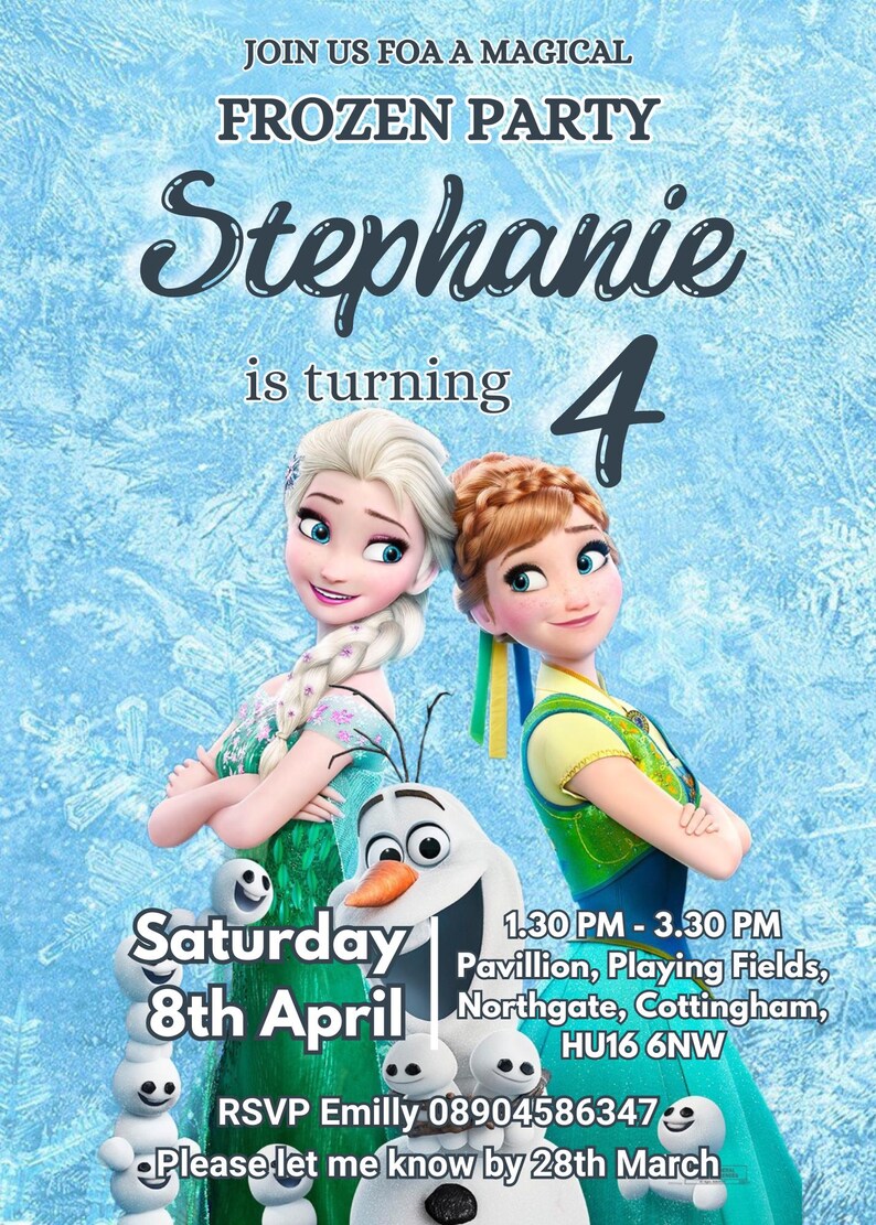 FROZEN Printable Birthday Invitation Editable Girl Invitation ELSA ANNA ...