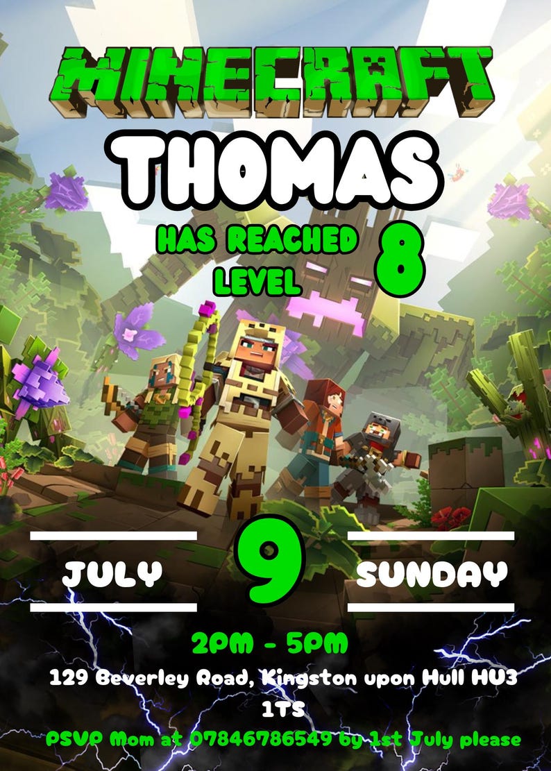 MINECRAFT Printable Birthday Invitation Editable Boy Invitation Game ...