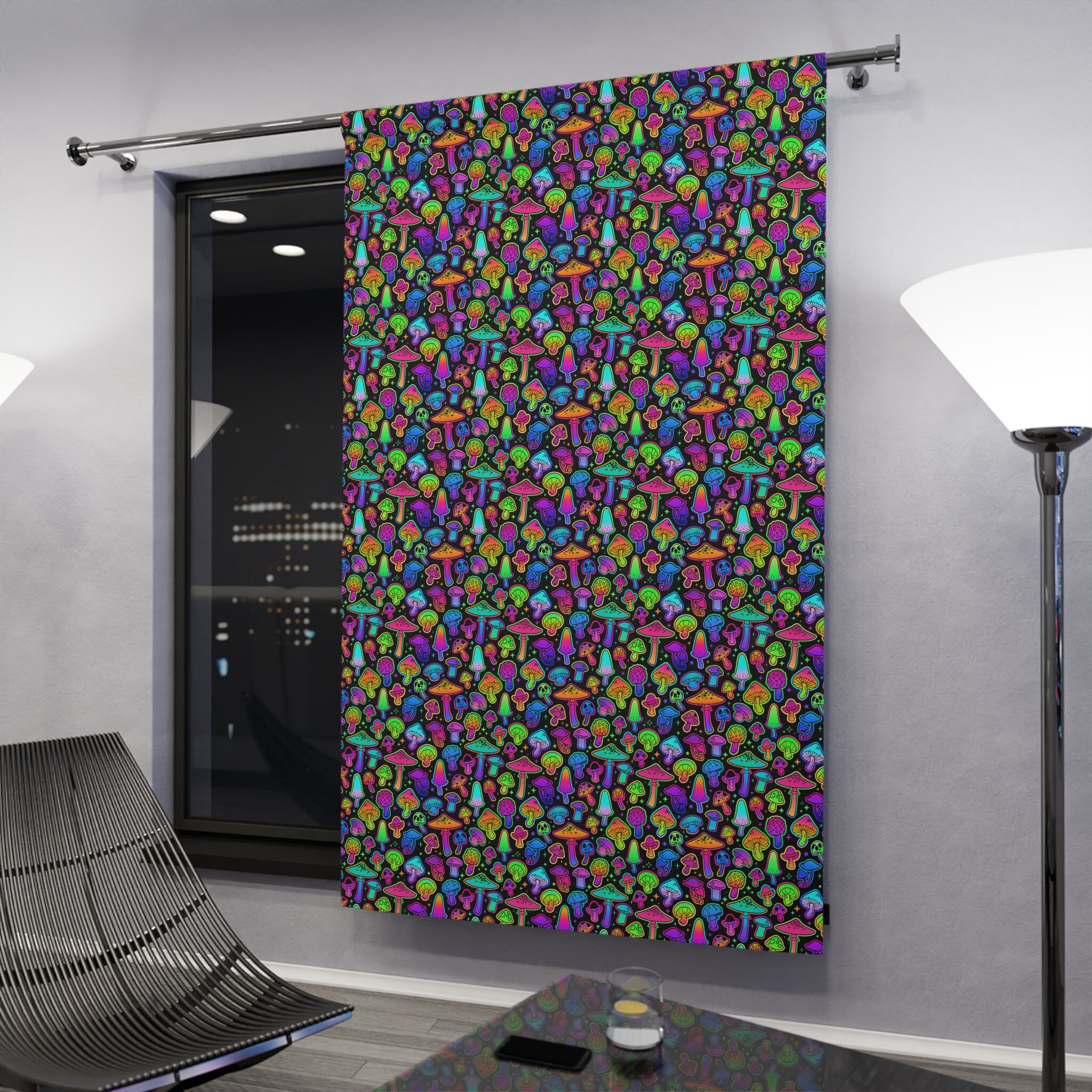 Trippy Multicolour Mushroom Print Blackout Curtains 1 Curtain - Etsy
