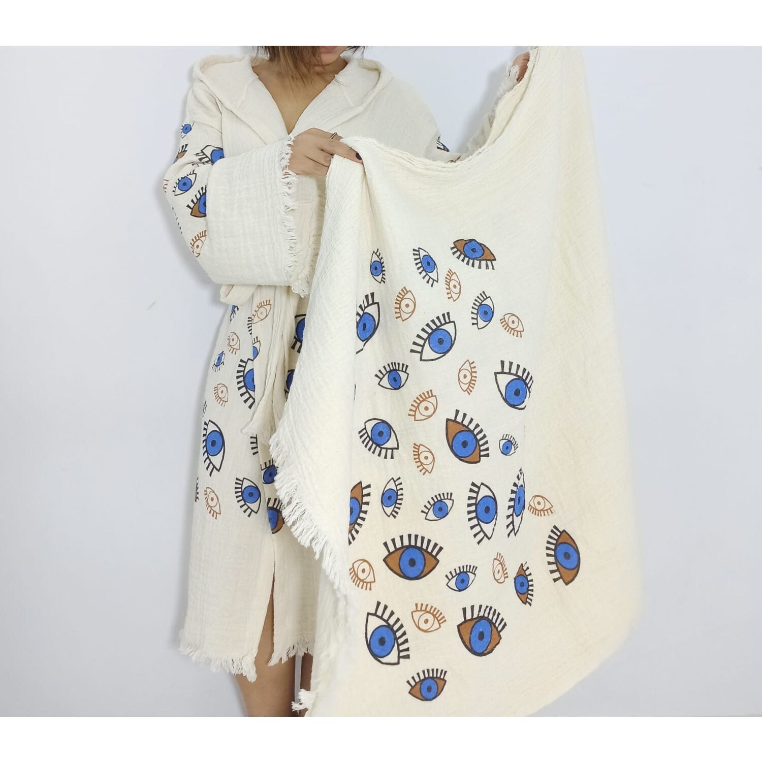 Handmade Evil Eye Kimono, Boho Festival Kimono, Ethnic Caftan, Boho ...