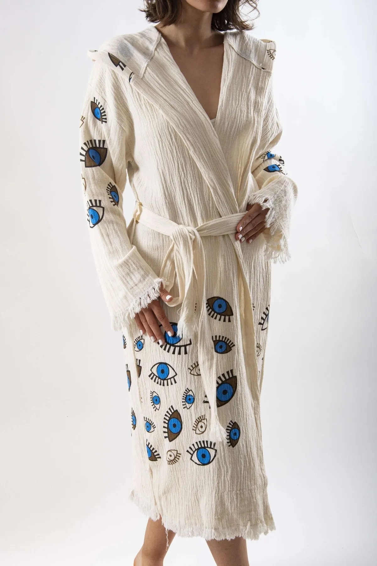 Handmade Evil Eye Kimono, Boho Festival Kimono, Ethnic Caftan, Boho ...