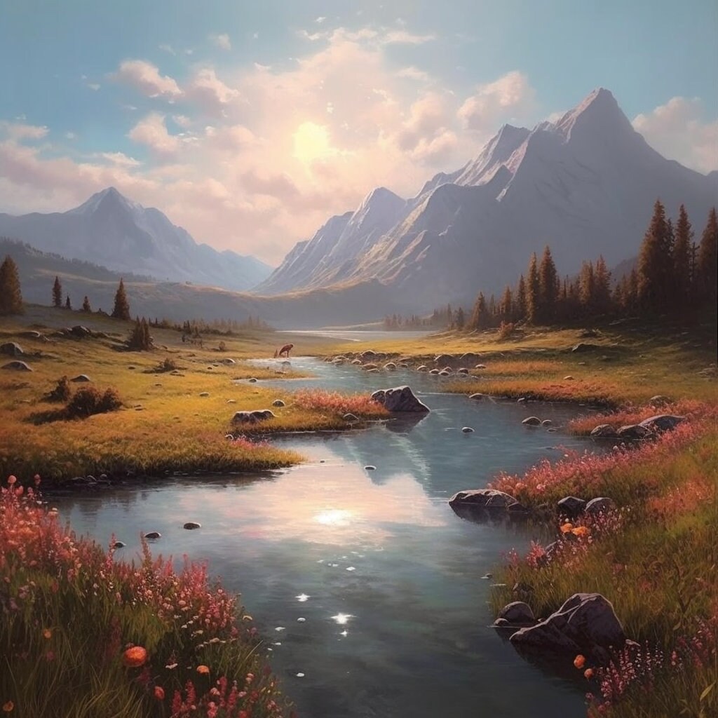 Stream in Open Field PNG - Vibrant Open Range PNG - Spring in Nature ...