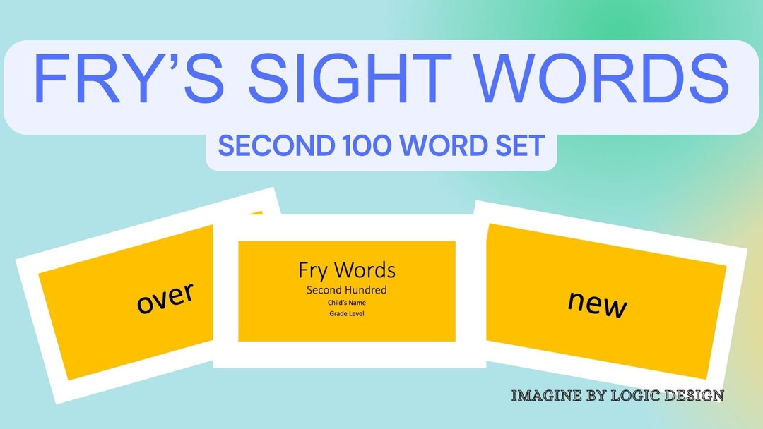 Digital Fry's Sight Words - Second 100 Word Set - Etsy