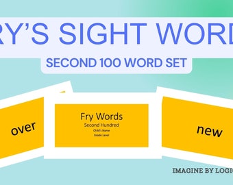 Digital Fry's Sight Words - First 100 Word Set - Etsy
