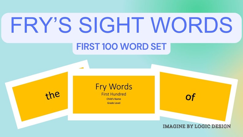 Digital Fry's Sight Words - First 100 Word Set - Etsy