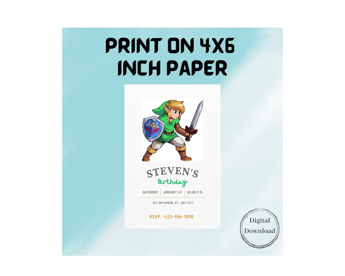 Zelda Birthday Invitation - Etsy