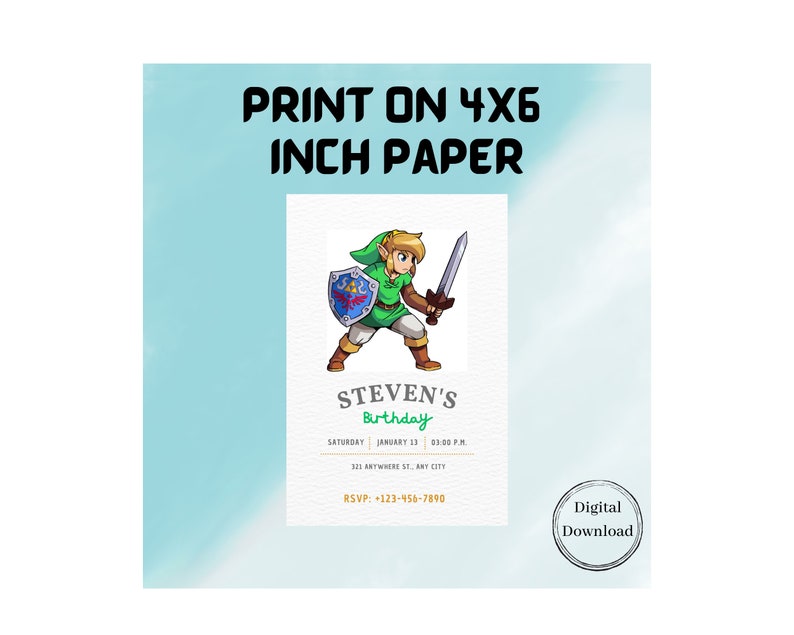 Zelda Birthday Invitation - Etsy