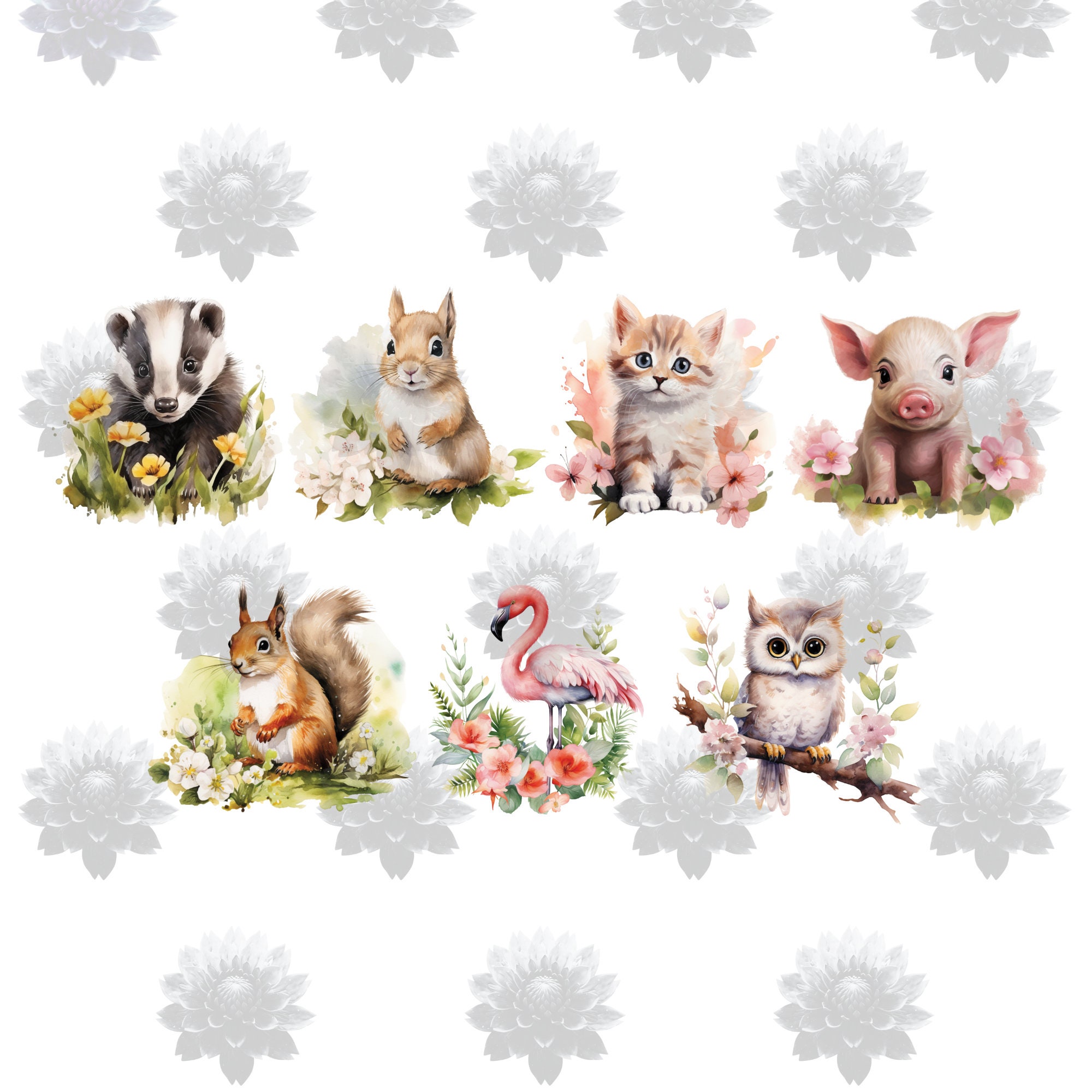 Watercolor Spring Baby Animals Clipart - Cute Animals in PNG Format ...