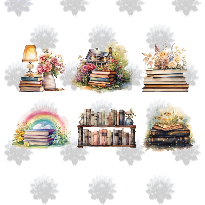 Watercolor Cottagecore Books Clipart - Floral Antique Book, PNG Format ...