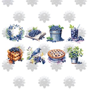 Watercolor Blueberries Clipart - Blueberry Themed Illustrations, for ...