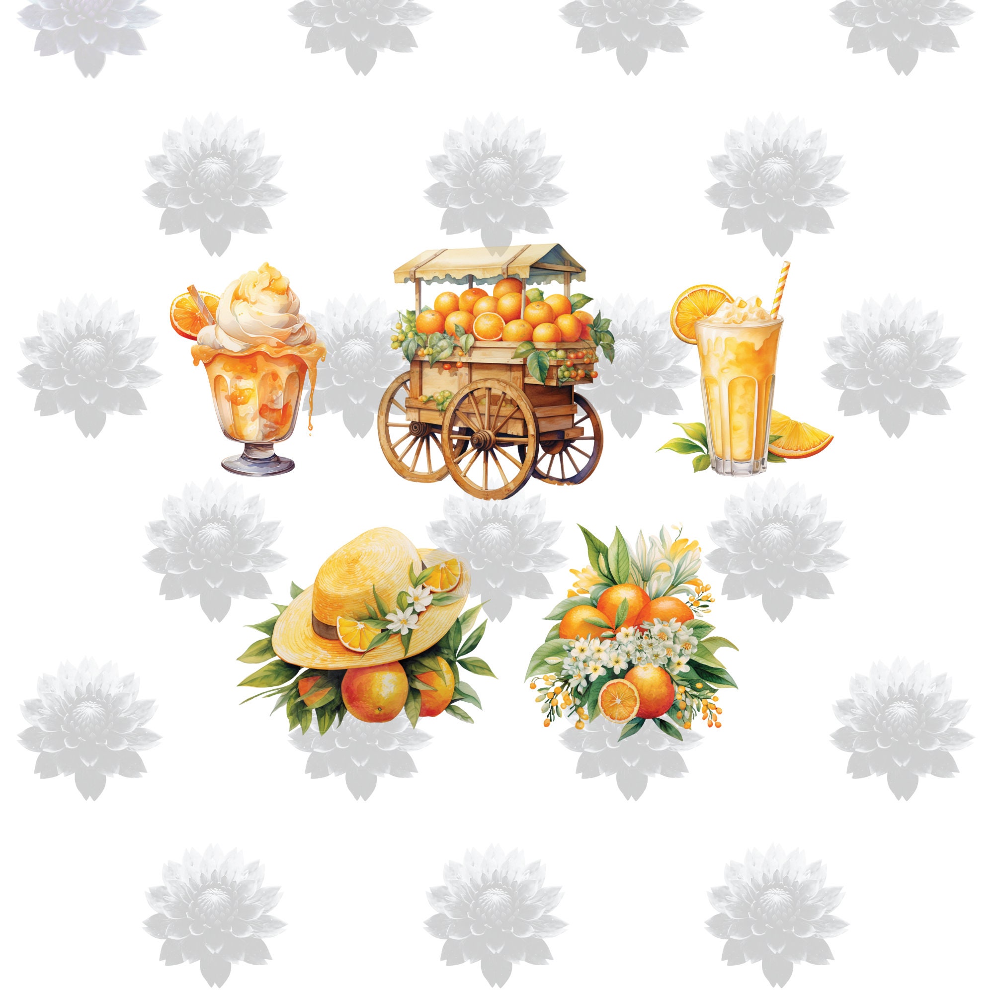 Watercolor Oranges Clipart - Citrus, PNG Graphics, Instant Download for ...