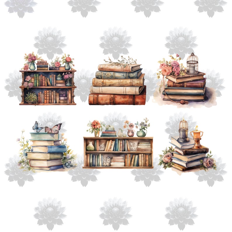 Watercolor Cottagecore Books Clipart - Floral Antique Book, PNG Format ...