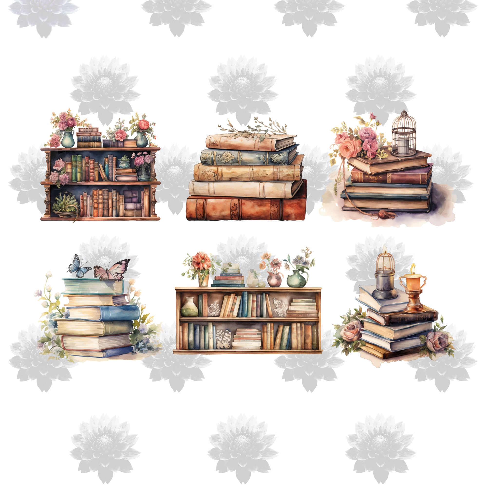 Watercolor Cottagecore Books Clipart - Floral Antique Book, PNG Format ...