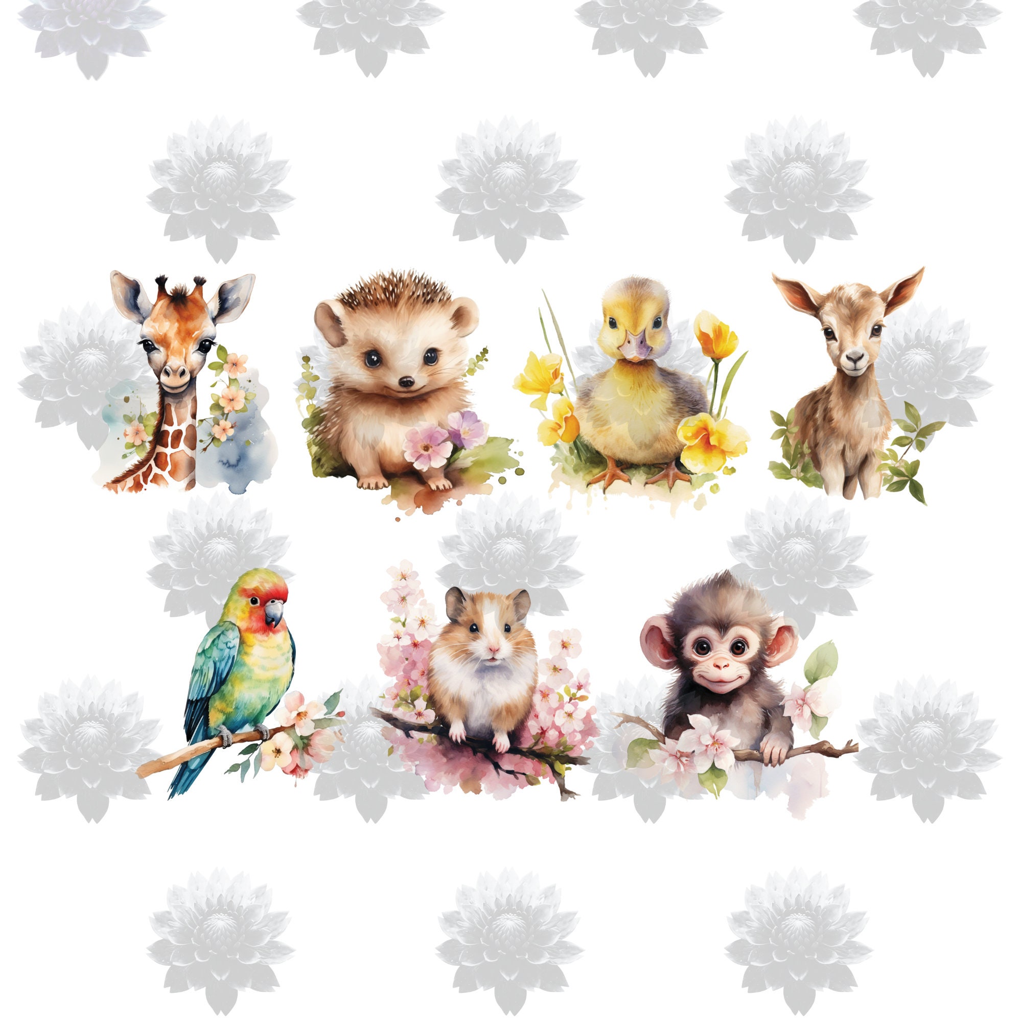 Watercolor Spring Baby Animals Clipart - Cute Animals in PNG Format ...