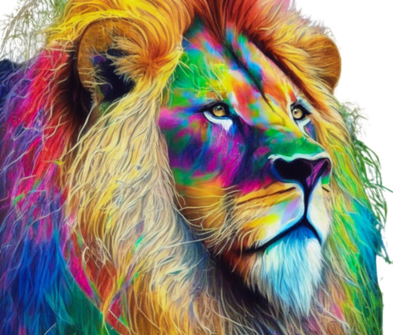 Lion Portrait Colorful Art Wildlife Digital Downloads Desktop Wallpaper ...