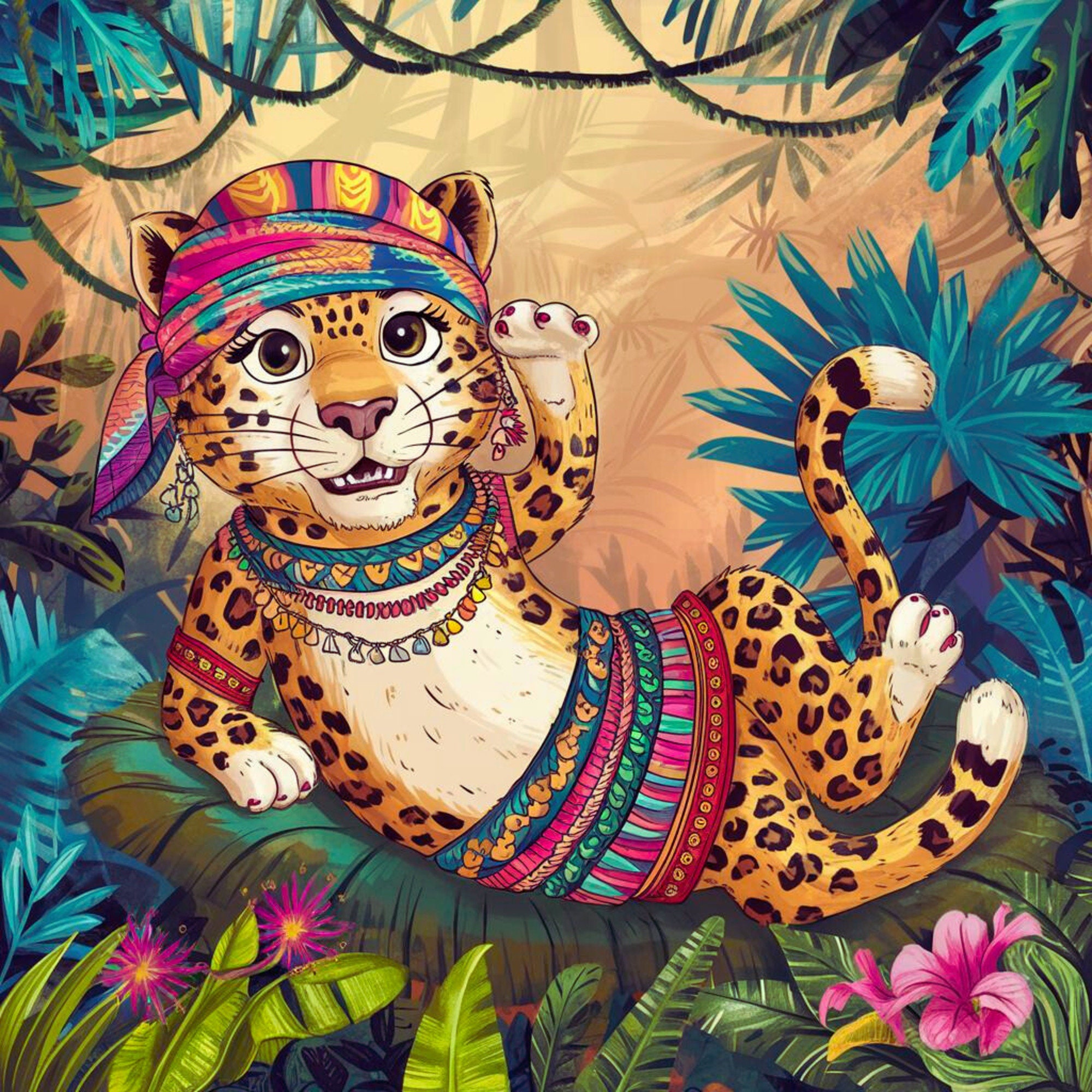 Boho Jungle Wall Decor Safari Friends Nursery Prints Vibrant Kids Room ...