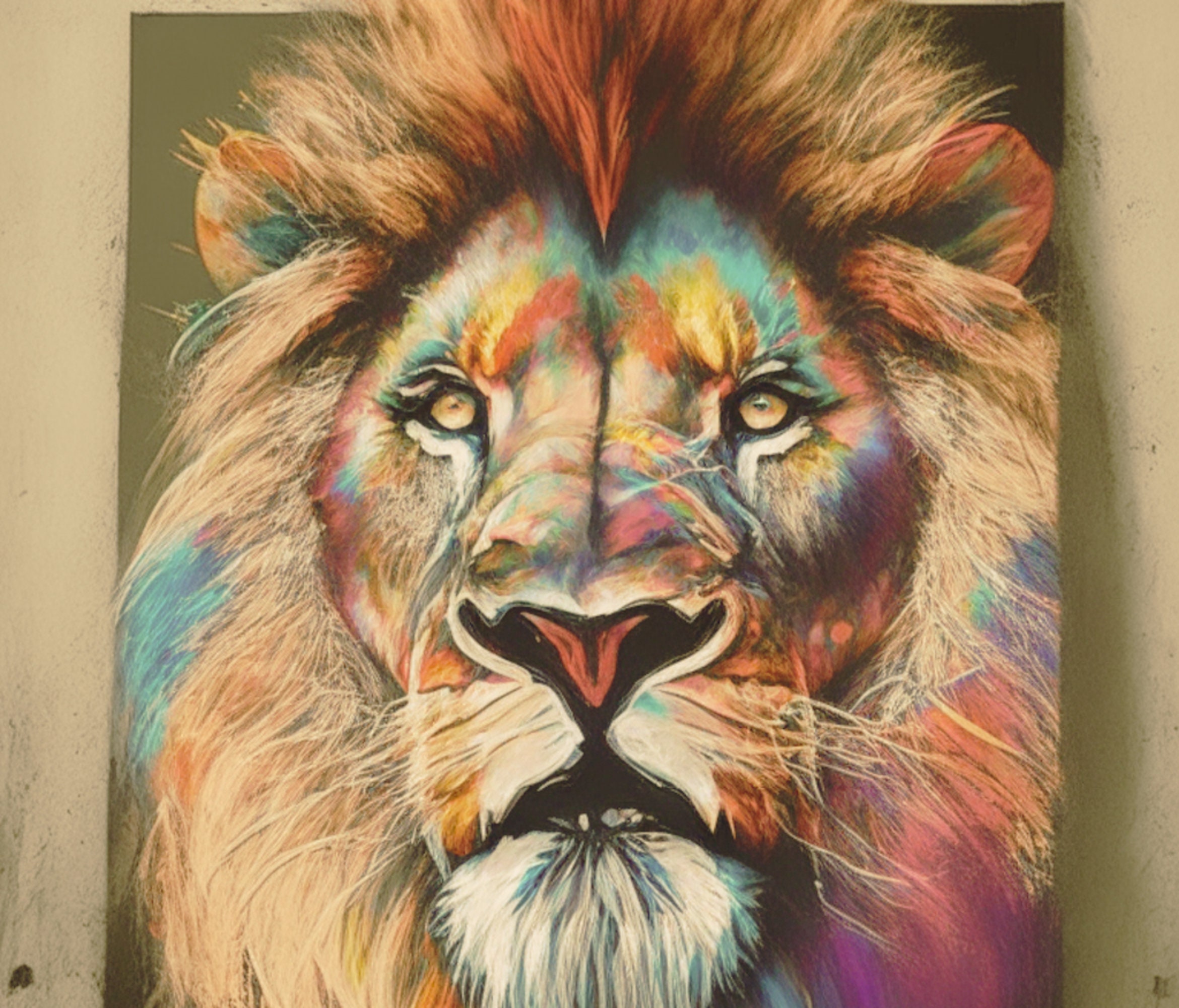 Majestic Mane: A Golden Lion's Power on Etsy US, Lion Face Digital Art ...