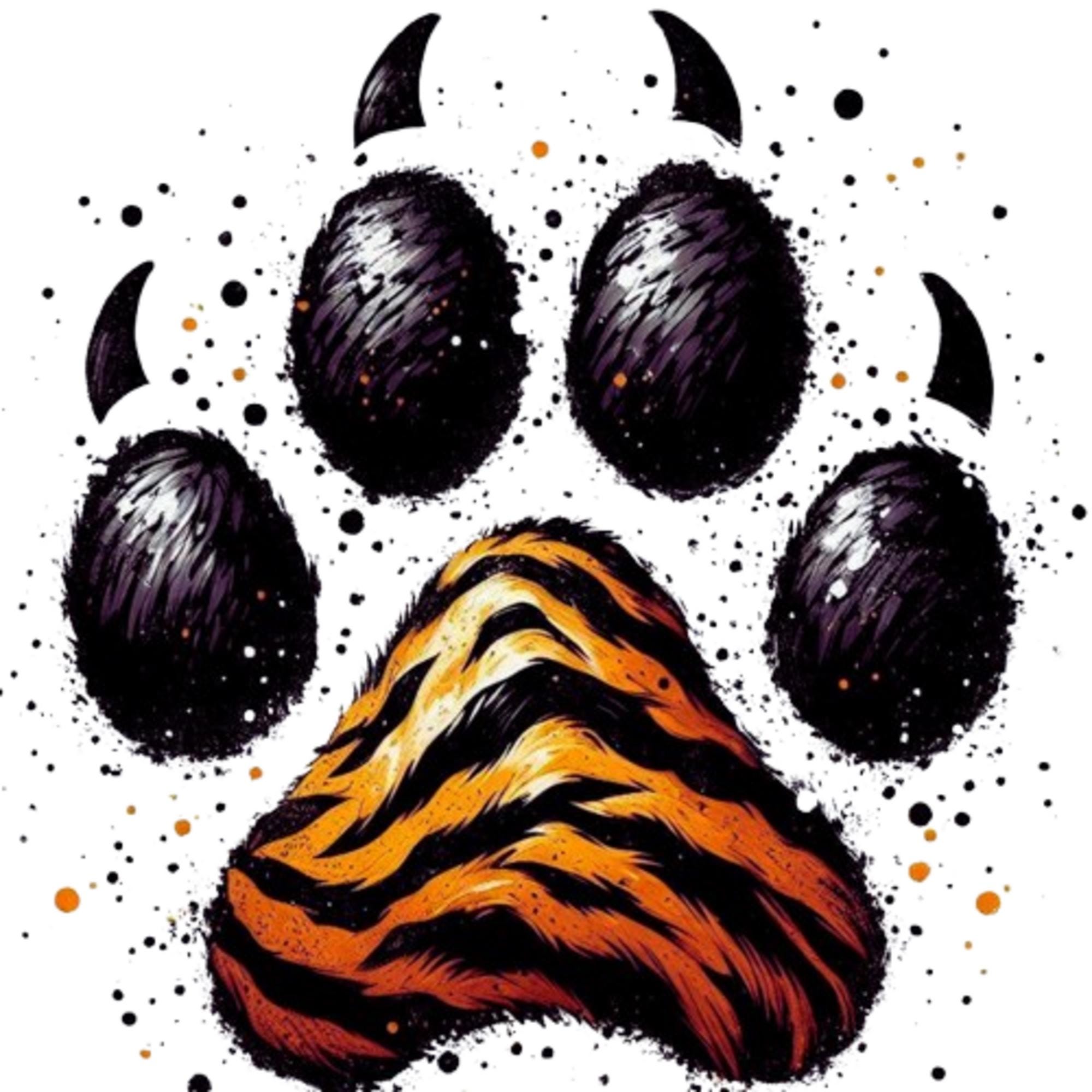 Bold Tiger Paw Print PNG Wild Nature Animal Track Art for Digital Designs, Paw Print Png, Heart ...