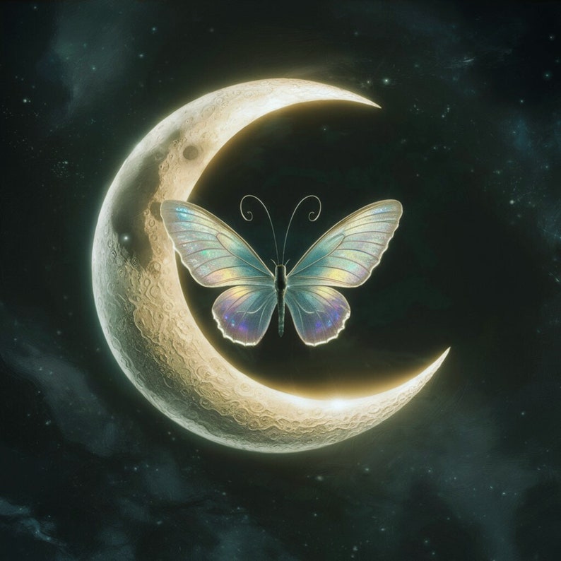 Whimsical Butterfly in Moonlight: Digital Artwork Instant Download - Etsy