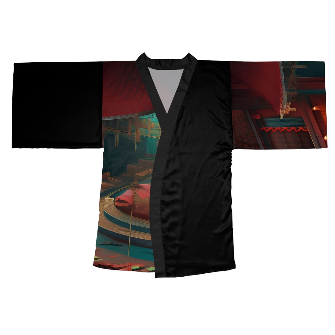 Abstract Kabuki Theater Stage Long Sleeve Kimono Robe Haori Wrapaop - Etsy