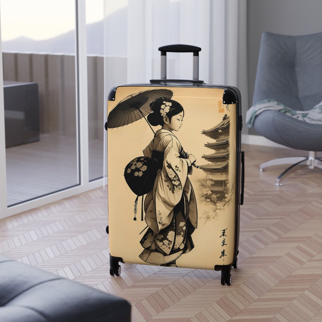 Japanese Girl Sepia Artwork Suitcase - Etsy