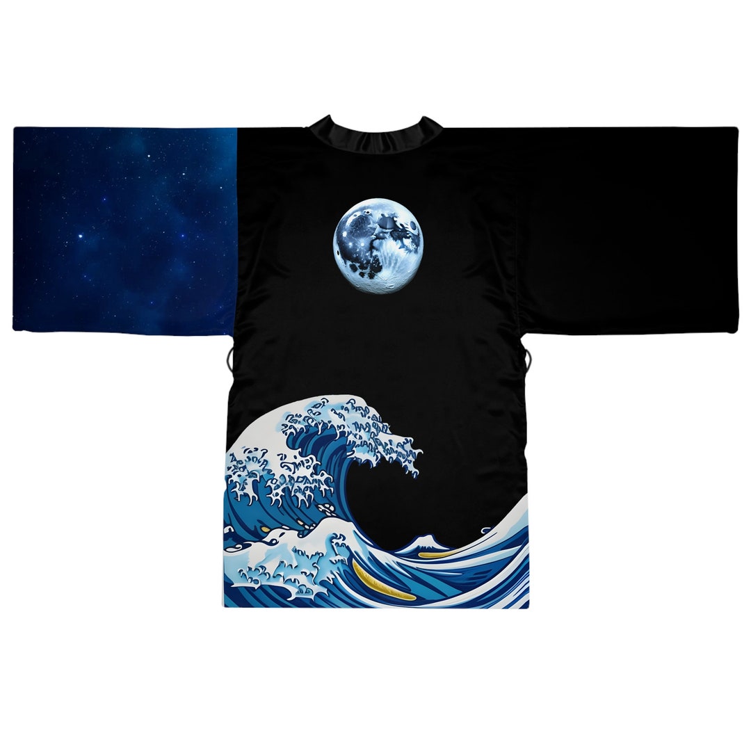 Blue Moon Great Wave Long Sleeve Kimono Robe Haori Wrap AOP - Etsy