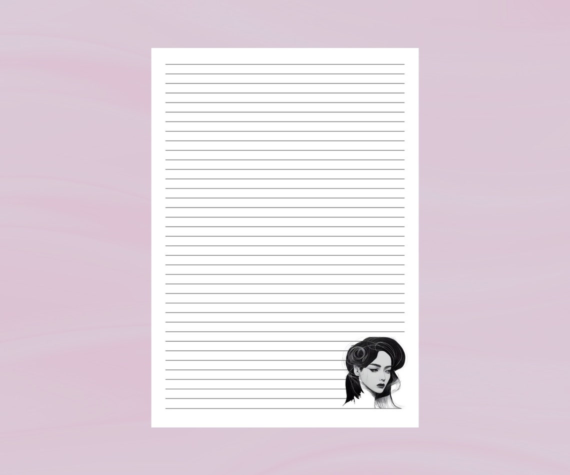 Women Printable Letter Paper, Line Sheet, Writing Paper Printable ...
