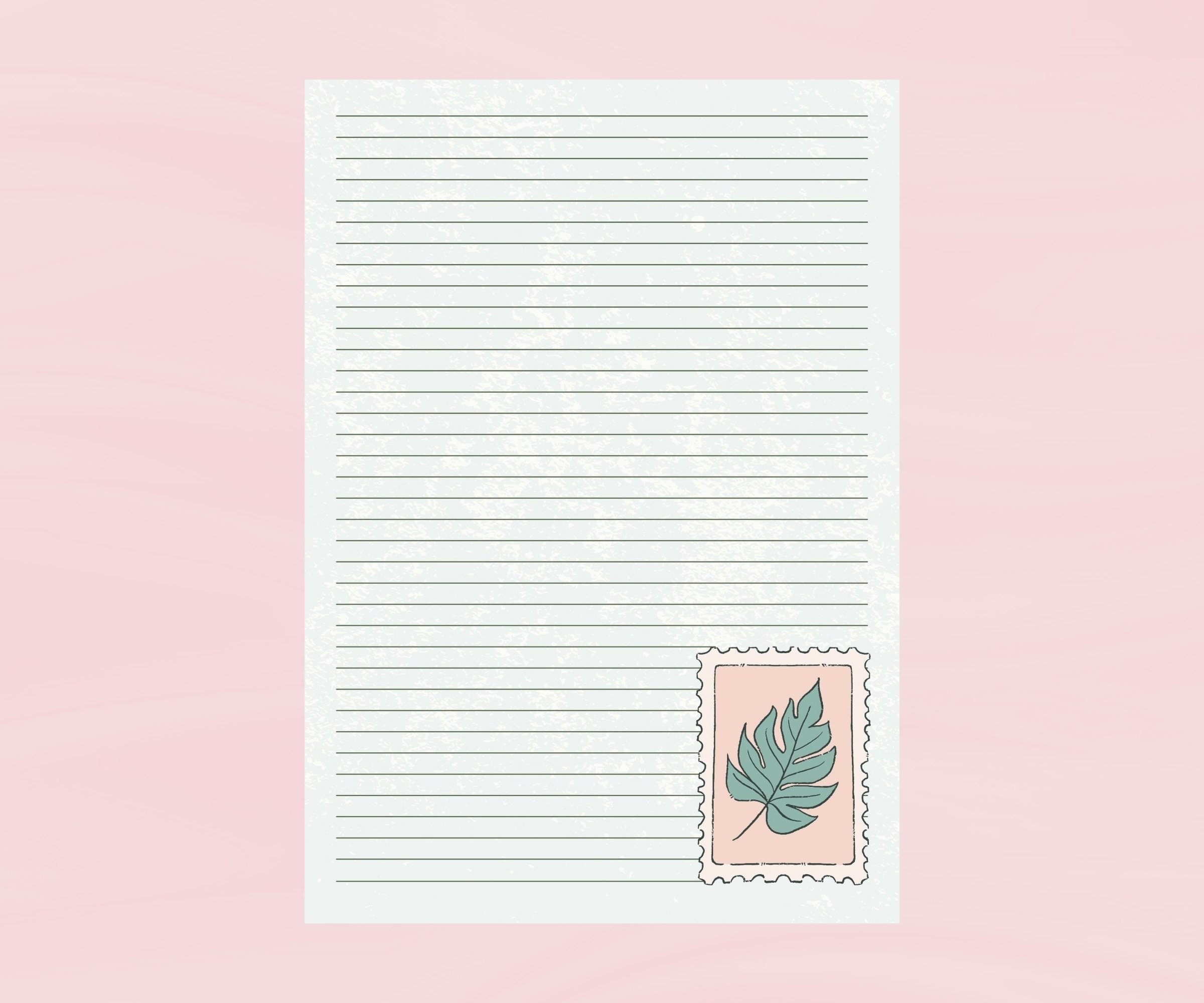 Leaf Printable Letter Paper, Line Sheet, Leaf Printable, Writing Paper ...