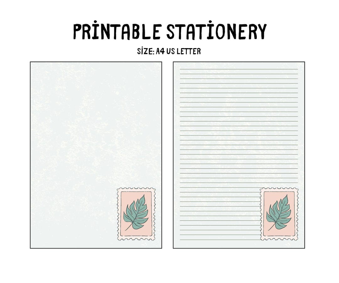 Leaf Printable Letter Paper, Line Sheet, Leaf Printable, Writing Paper ...