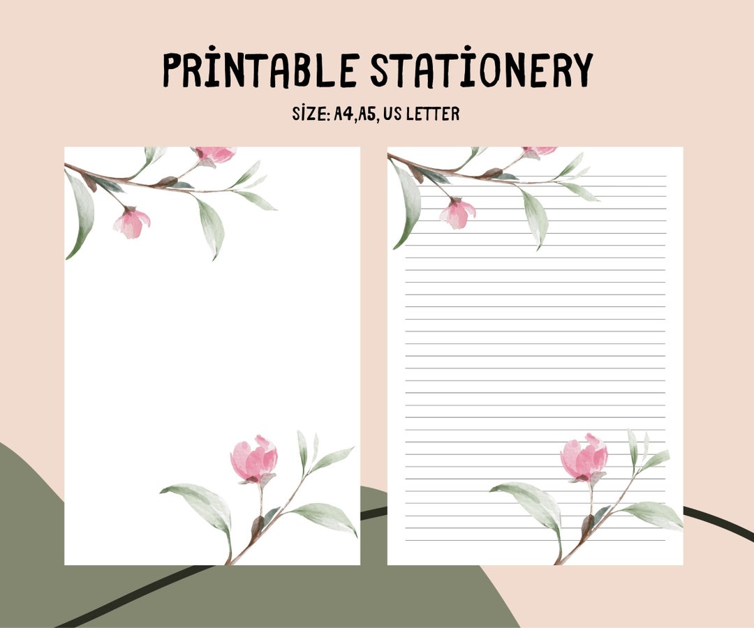 Floral Printable Letter Paper, Line Sheet, Floral Printable, Writing ...