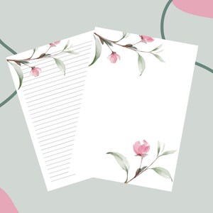 Floral Printable Letter Paper, Line Sheet, Floral Printable, Writing ...