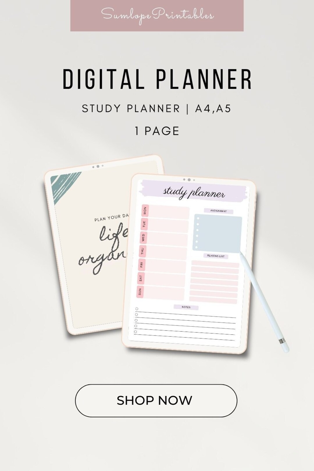 DIGITAL STUDY PLANNER | Student Planner,back to School, College Planner ...