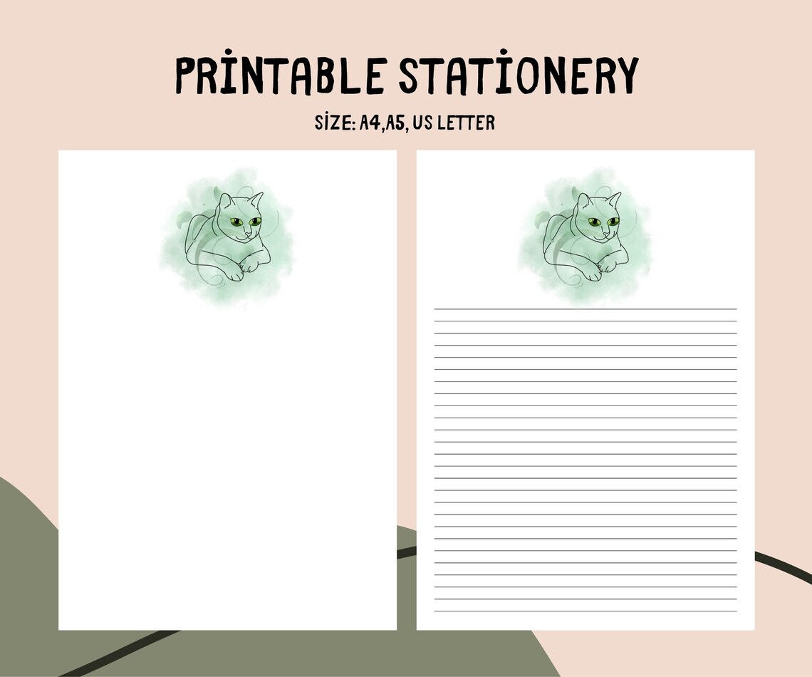 Green Printable Stationary, Printable Writing Paper, Printable Paper ...