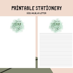 Green Printable Stationary, Printable Writing Paper, Printable Paper ...